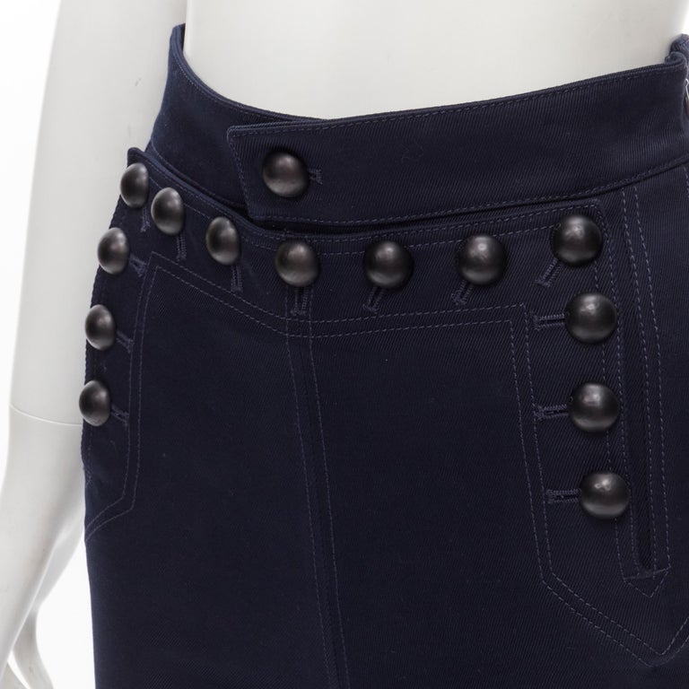 CHRISTIAN DIOR nautical sailor button wide leg pants S For Sale at 1stDibs