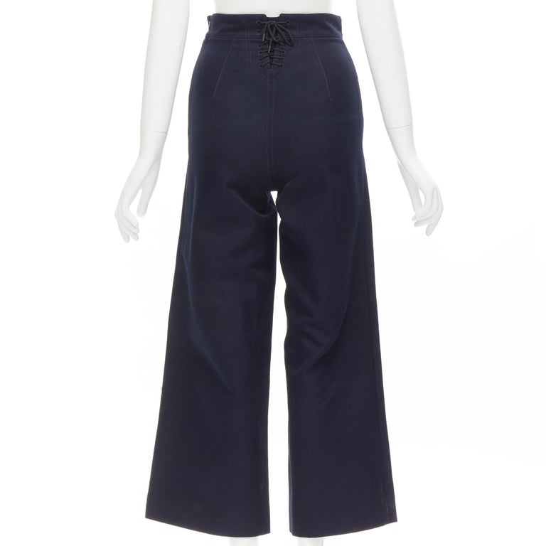 CHRISTIAN DIOR nautical sailor button wide leg pants S For Sale at 1stDibs