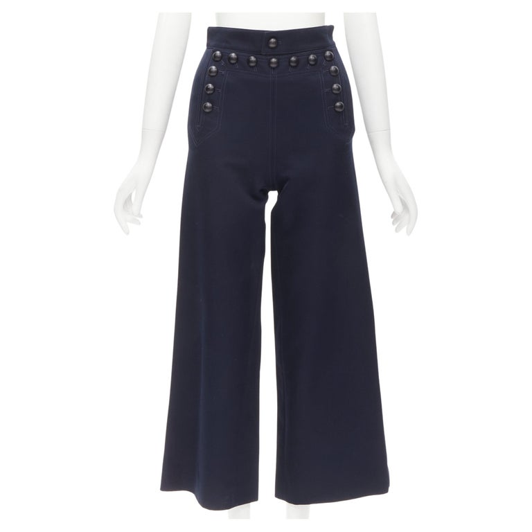 CHRISTIAN DIOR nautical sailor button wide leg pants S For Sale at 1stDibs