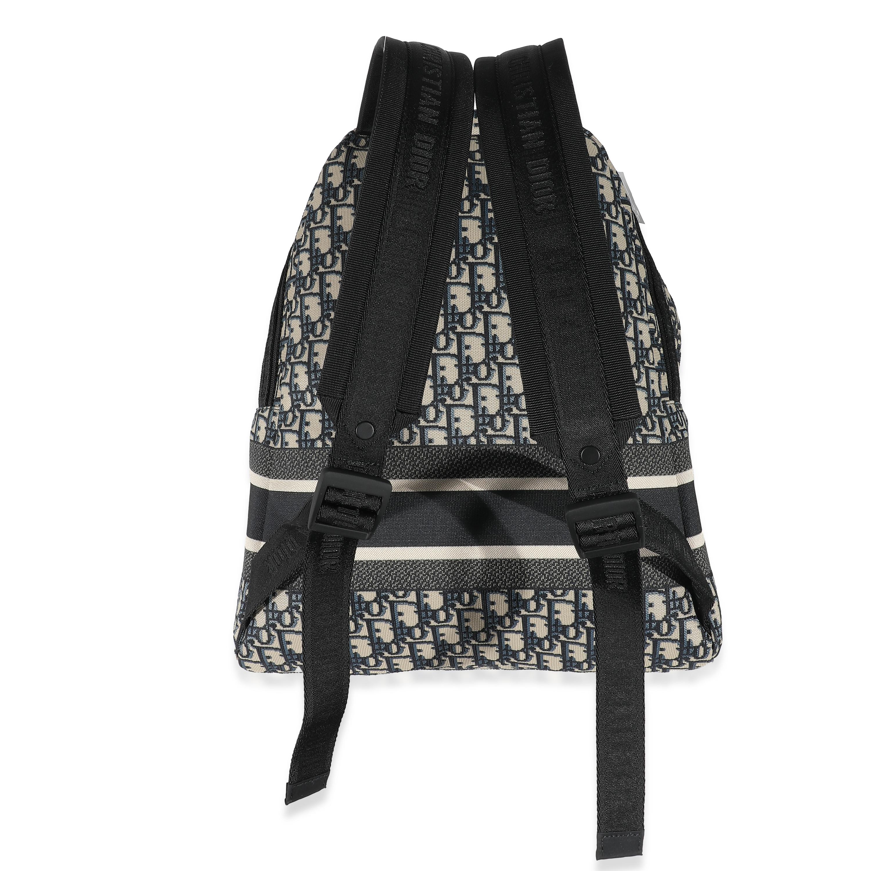 Christian Dior Navy Oblique Jacquard DiorTravel Backpack For Sale at ...