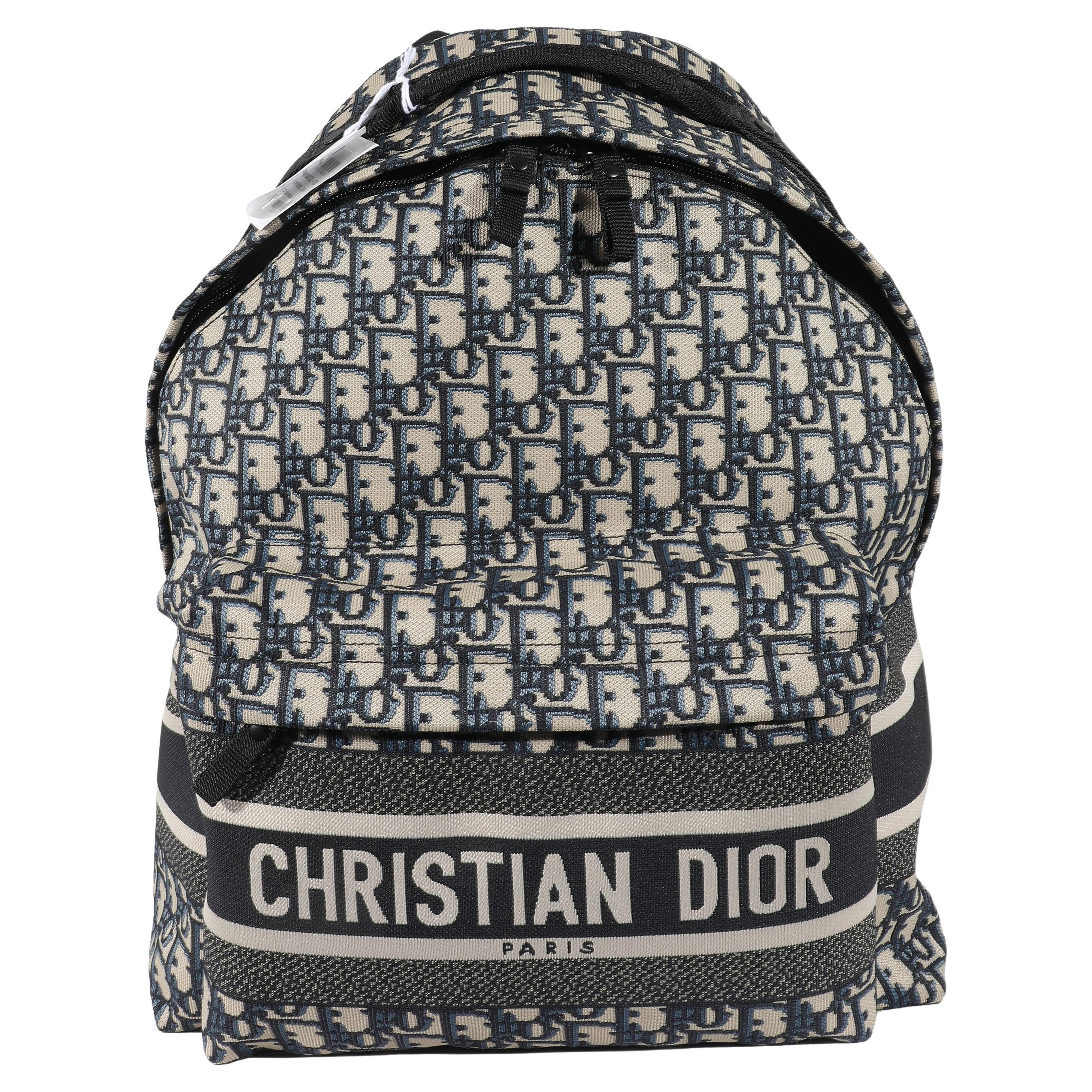 Christian Dior Navy Oblique Jacquard DiorTravel Backpack For Sale at ...