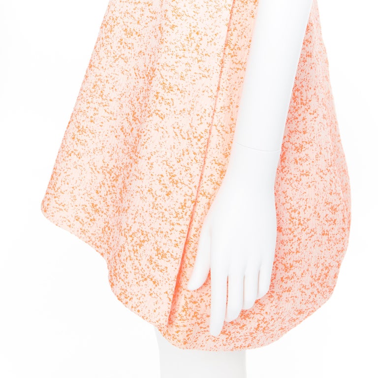 CHRISTIAN DIOR neon orange cotton jacquard fit flared cocktail dress ...