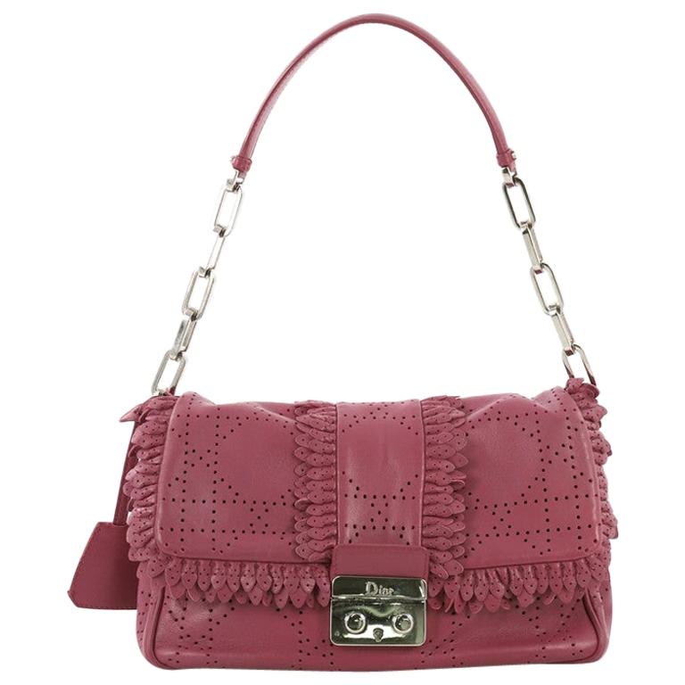 Christian Dior New Lock Ruffle Flap Bag Perforated Leather Small at 1stDibs