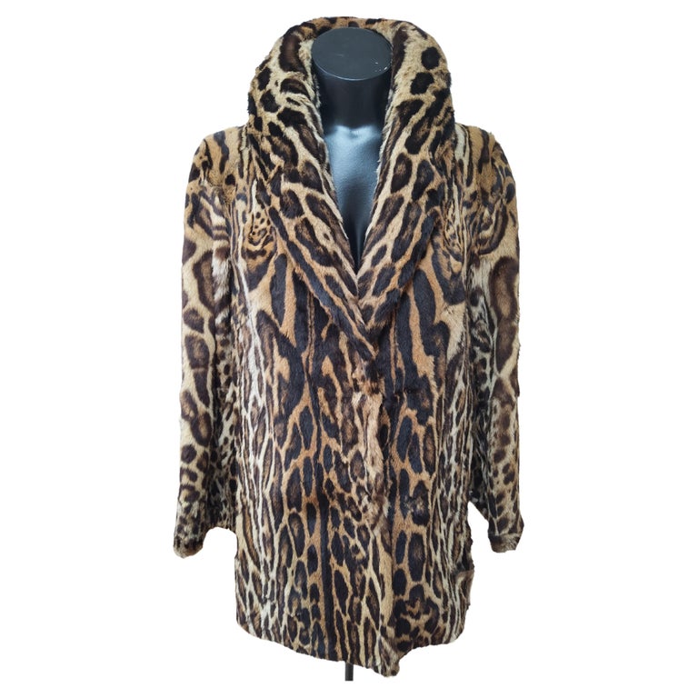 Christian Dior ocelot fur coat size 10 For Sale at 1stDibs