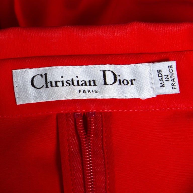 Christian Dior Orange Cotton Embellished Detail Collared Mini Dress M ...