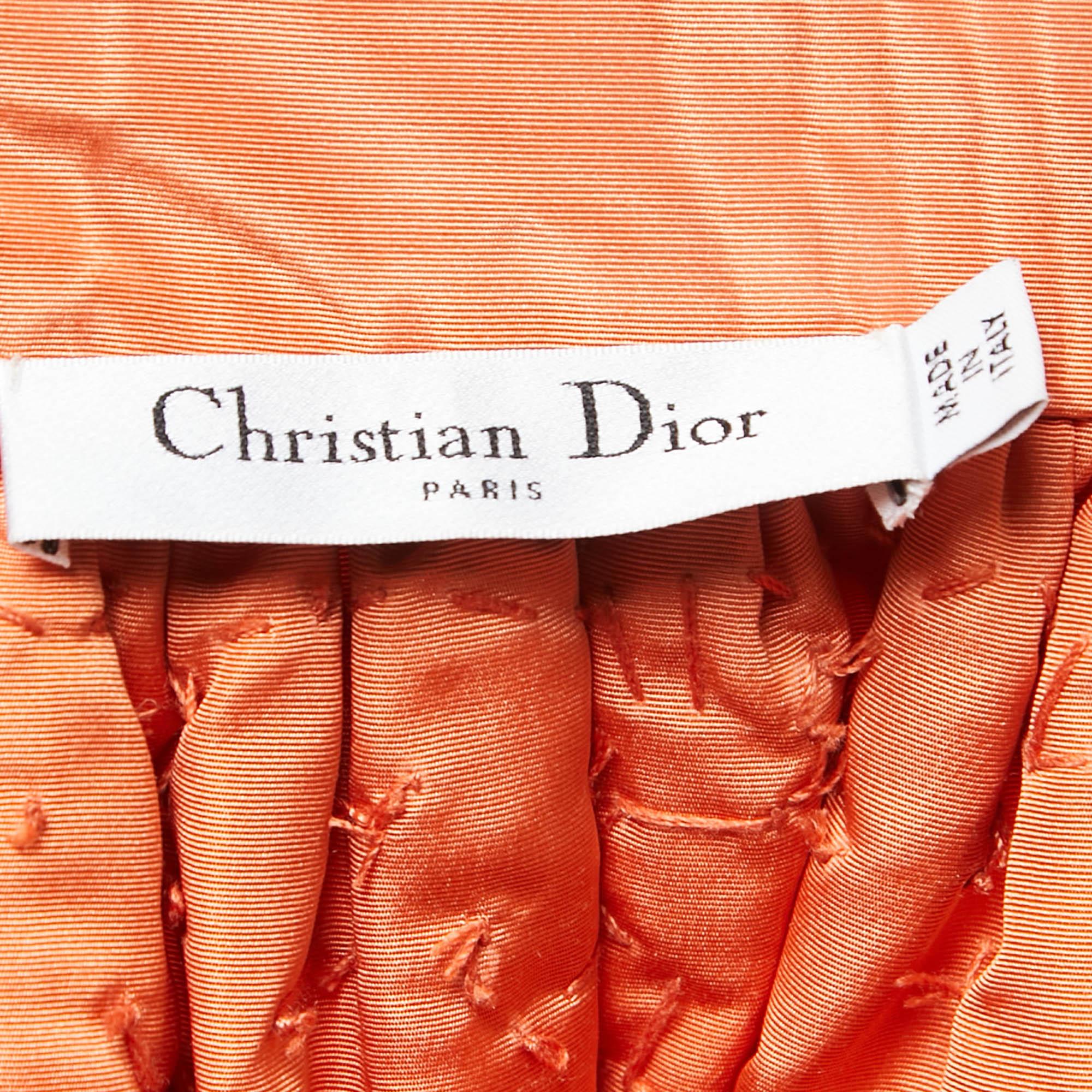 Christian Dior Orange Silk Embellished Off Shoulder Top M For Sale at ...