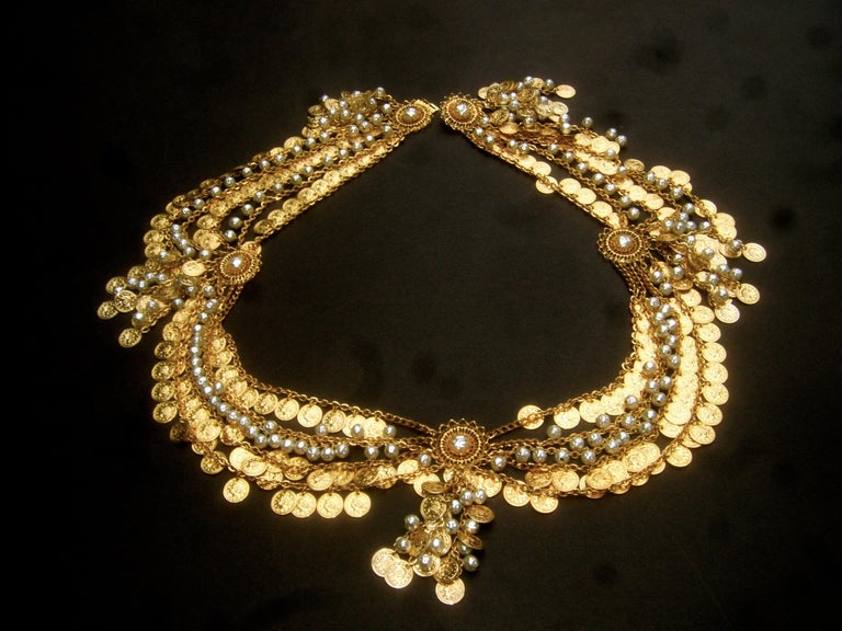 Christian Dior Ornate Dangling Coin and Pearl Belt - Necklace in Dior ...