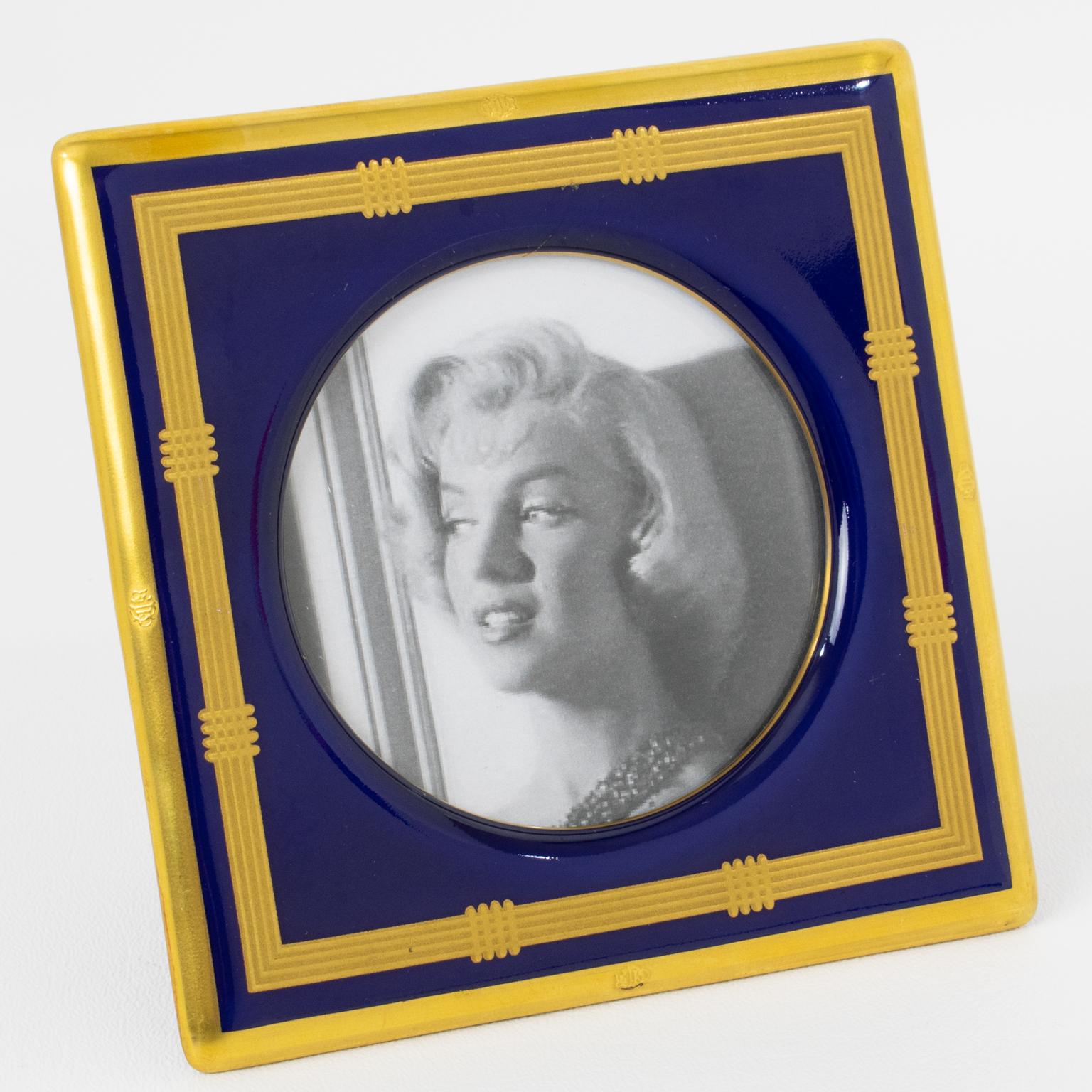 Christian Dior Paris Blue and Gilded Ceramic Picture Frame, 1980s For ...