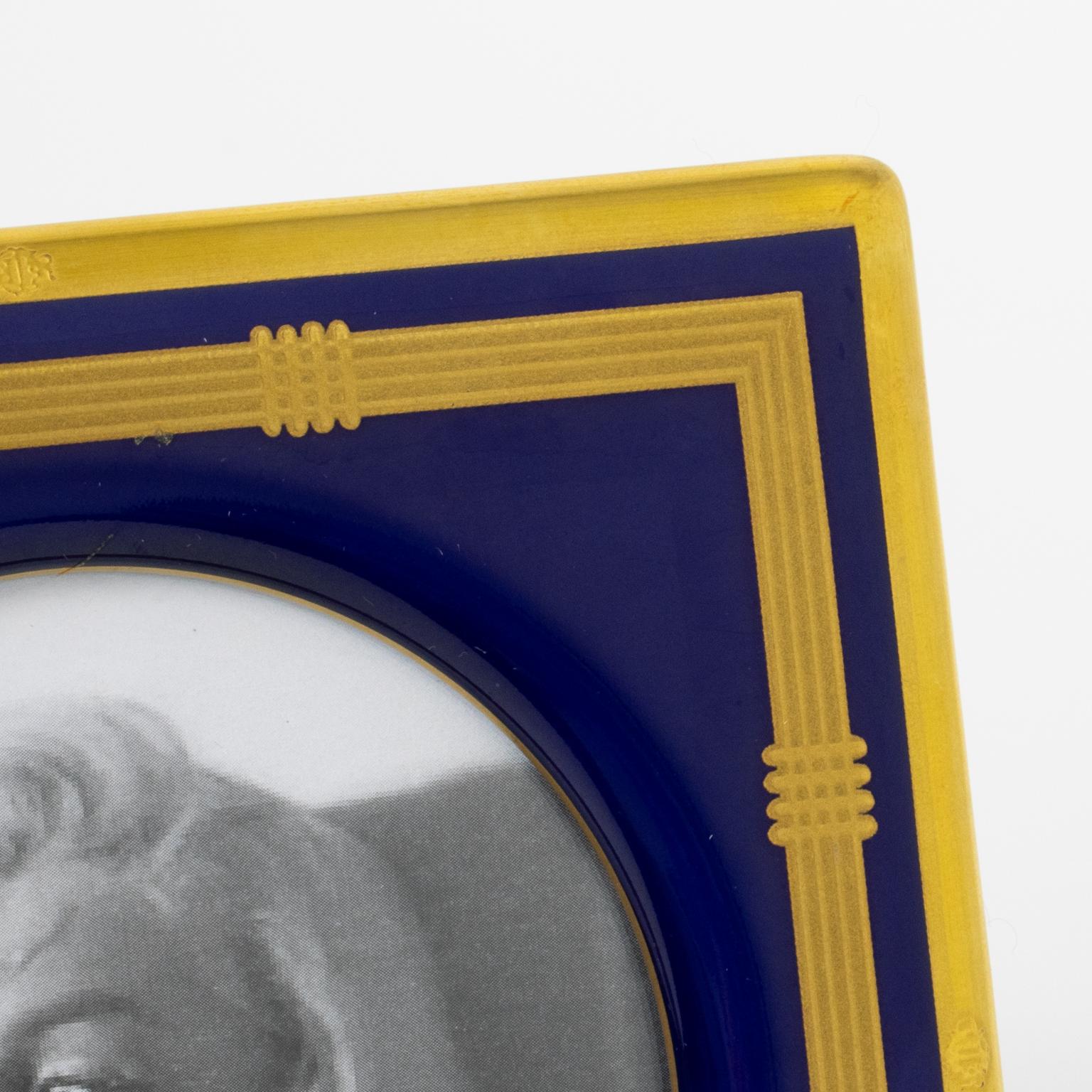 Christian Dior Paris Blue and Gilded Ceramic Picture Frame, 1980s For ...