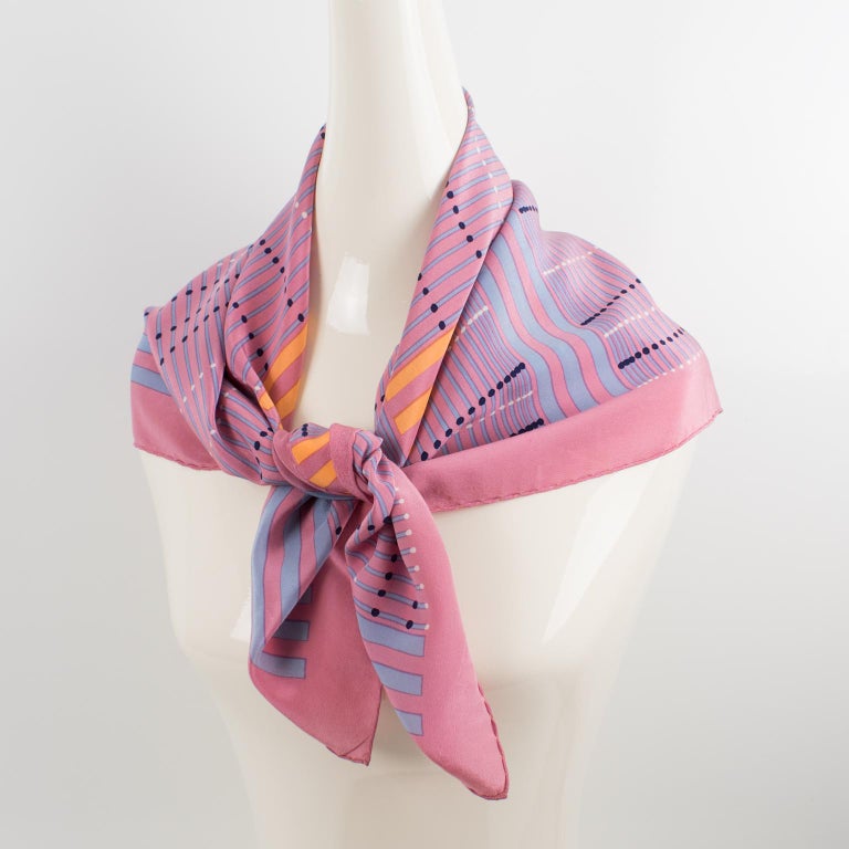 Christian Dior Paris Silk Scarf Geometric Print in Pink and Orange For ...