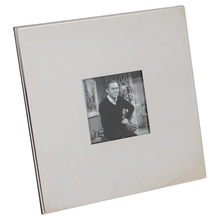 Christian Dior Paris Silver Plate Engraved Logo Picture Frame in Box ...