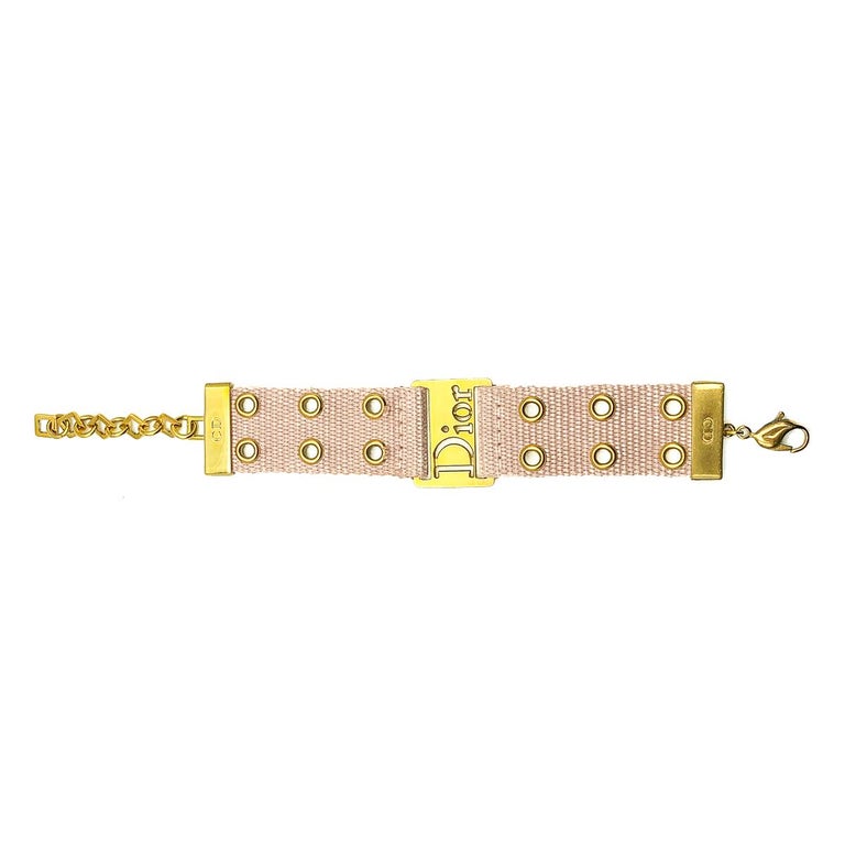 Christian Dior Pastel Pink Logo Panel Strap Bracelet 2000s For Sale at ...
