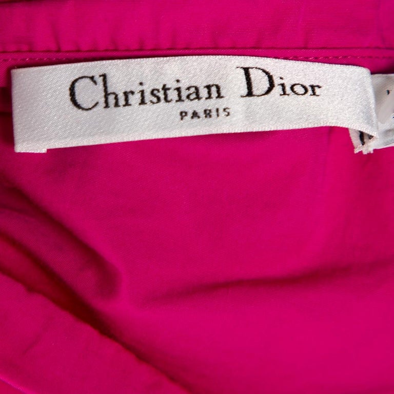 Christian Dior Pink Cotton Halter Neck Bow Detail Ruched Mini Dress S ...
