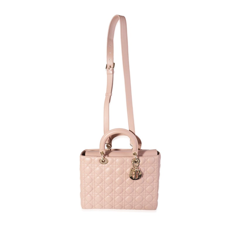 Christian Dior Pink Lambskin Cannage Large Lady Dior Bag For Sale at ...