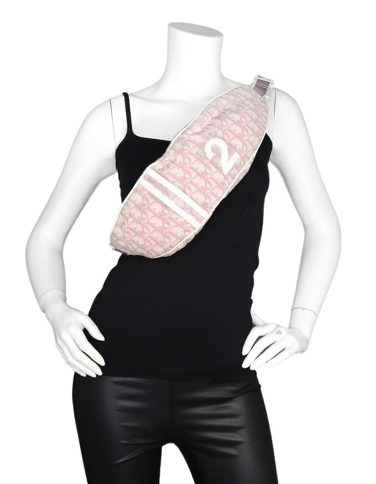 Christian Dior Pink Monogram/White Patent Trim Belt Bag/Fanny Pack For ...