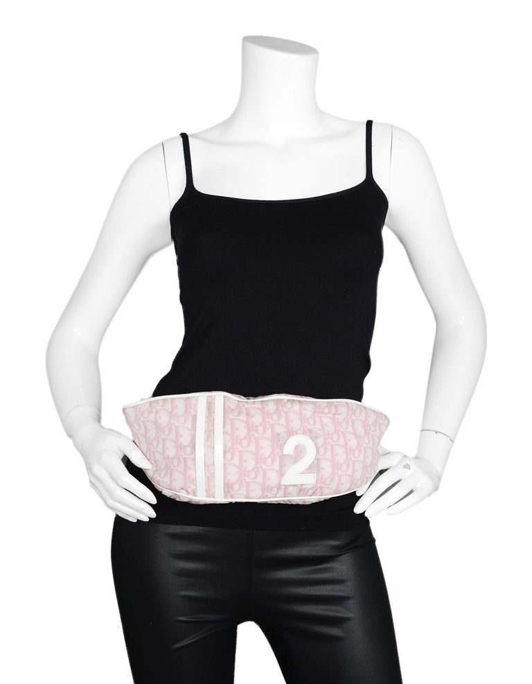Christian Dior Pink Monogram/White Patent Trim Belt Bag/Fanny Pack For ...