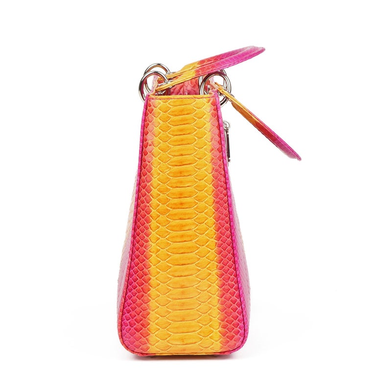 Christian Dior Pink and Orange Ombre Python Leather Lady Dior GM at 1stDibs