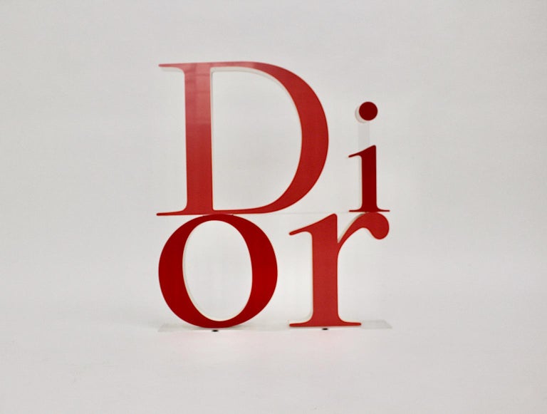 Christian Dior Pink Red Large Acrylic Vintage Logo Advertising Sign For ...