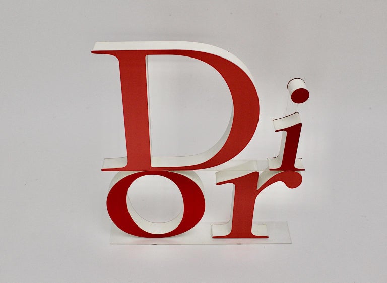 Christian Dior Pink Red Large Acrylic Vintage Logo Advertising Sign For ...