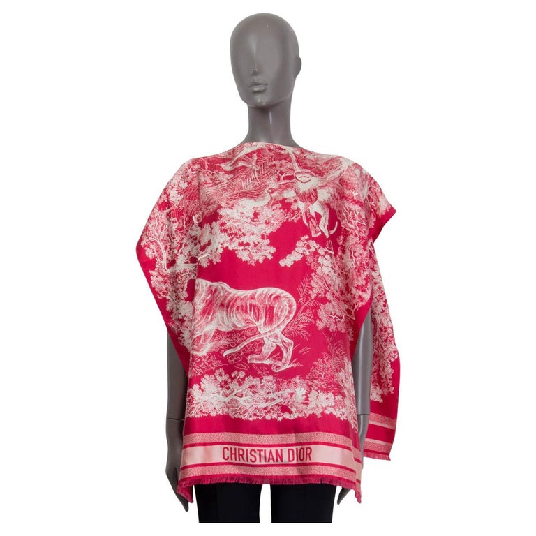 CHRISTIAN DIOR pink silk 2021 DIORIVIERA PONCHO Blouse Shirt One Size ...