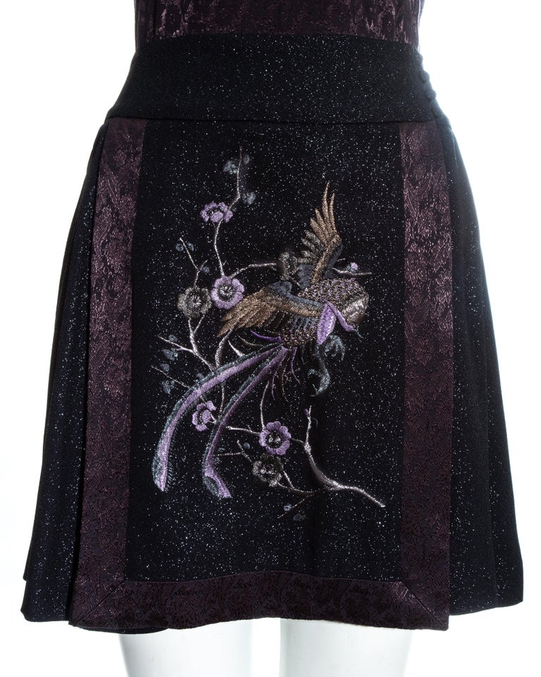 Christian Dior plum jacquard satin embroidered mini dress, fw 1997 For ...