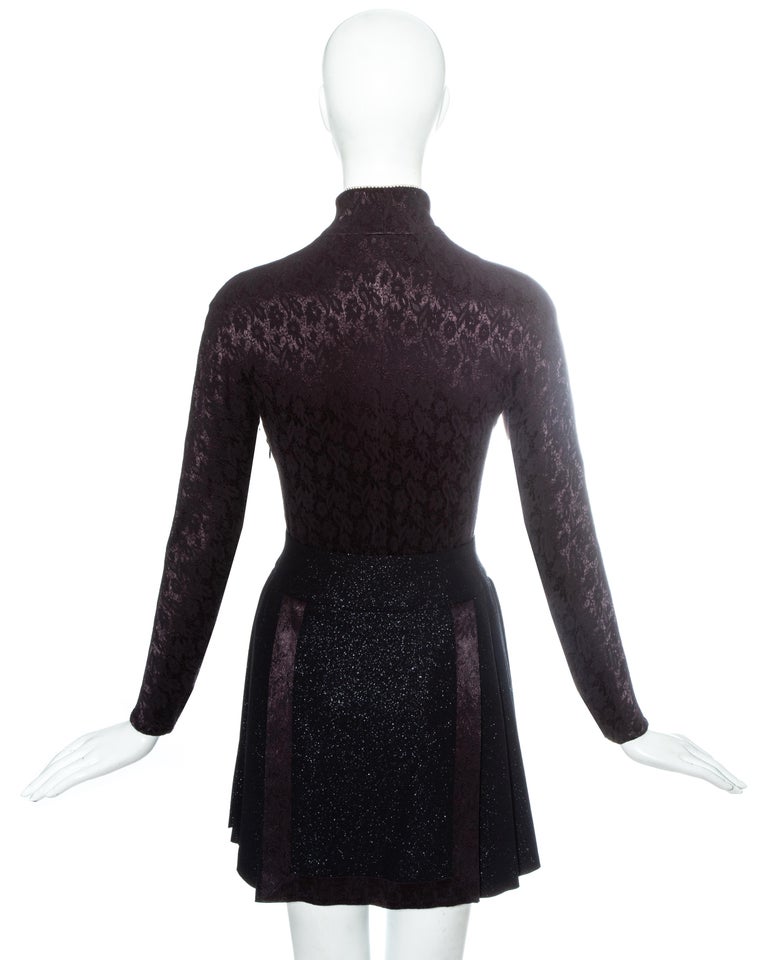 Christian Dior plum jacquard satin embroidered mini dress, fw 1997 For ...