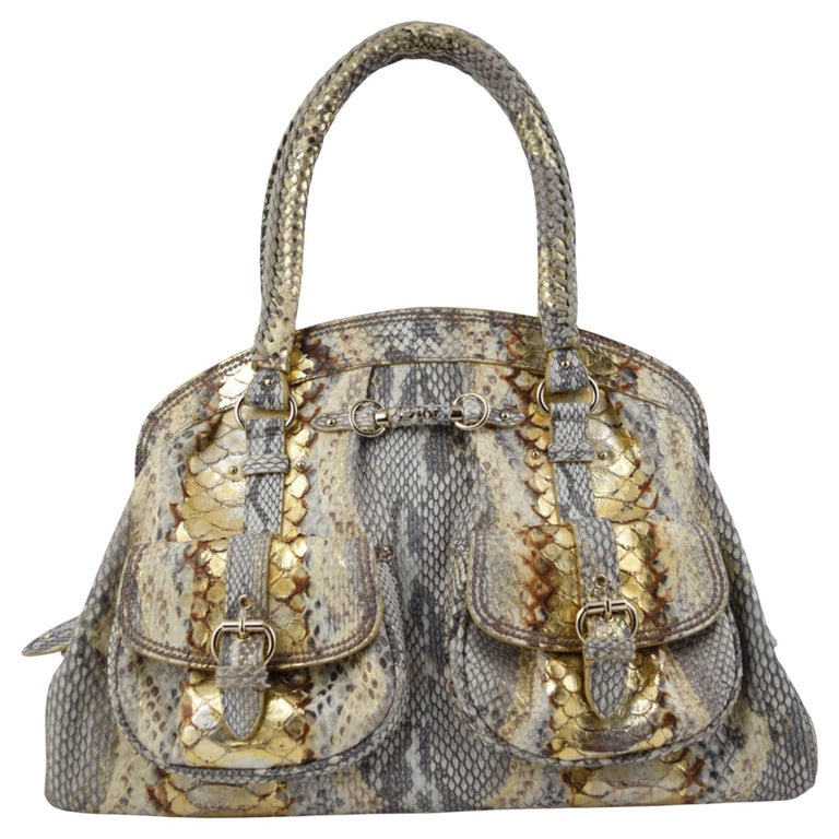 Christian Dior Python Frame Pocket Satchel For Sale at 1stDibs