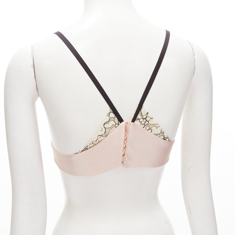 CHRISTIAN DIOR Raf Simons light pink lace panel bustier bralette top ...