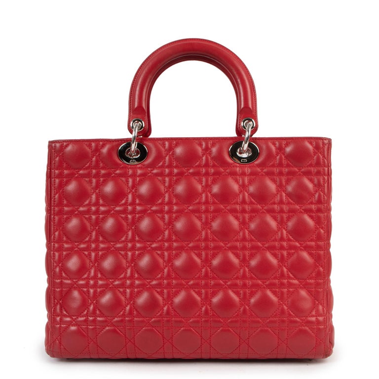 Christian Dior Raspberry Lady Dior Large Cannage Lambskin Bag For Sale ...