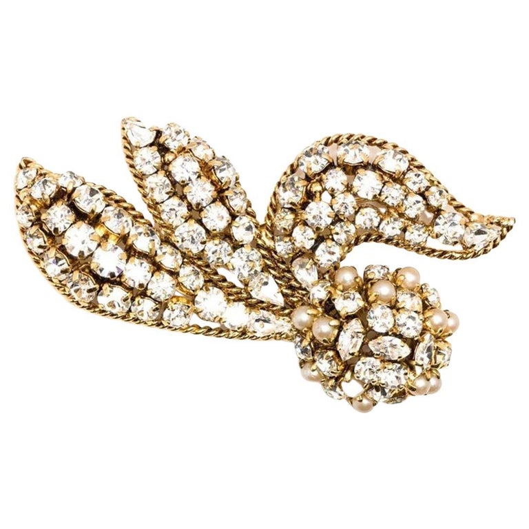 Christian dior rhinestone brooch at 1stDibs