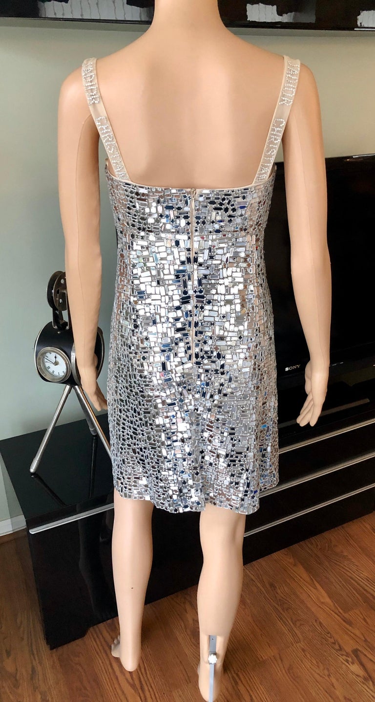 Christian Dior Runway Embellished Logo Silver Mini Dress at 1stDibs ...