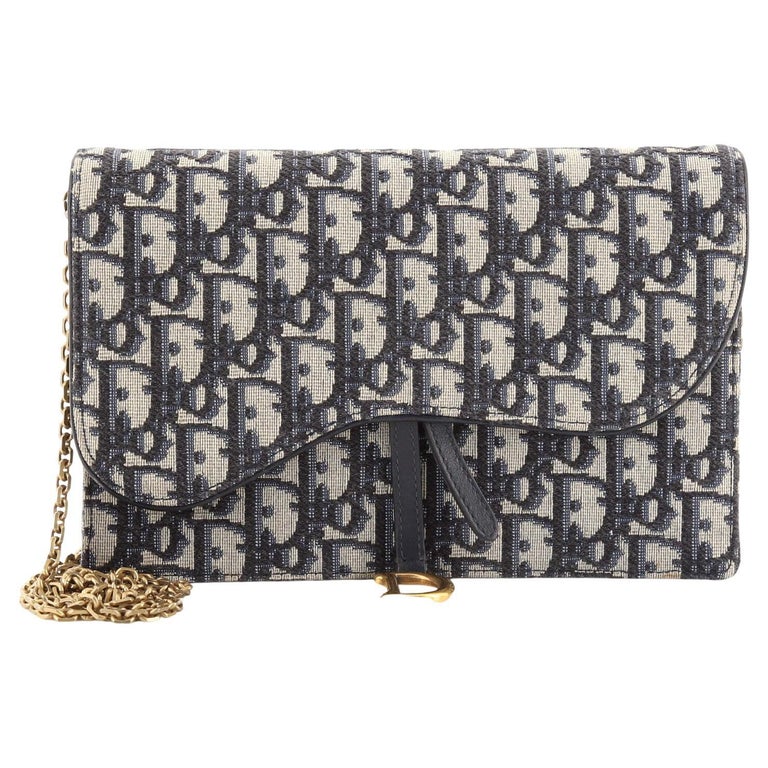 Christian Dior Saddle Chain Clutch Oblique Canvas For Sale at 1stDibs
