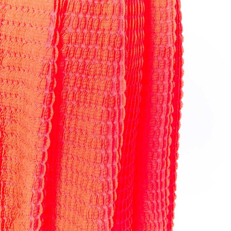 CHRISTIAN DIOR shocking neon pink scallop textured knitted fit flare ...