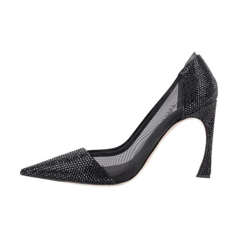 Christian Dior Shoe Black Diamante Beaded and Mesh Pump 40 / 10 For ...