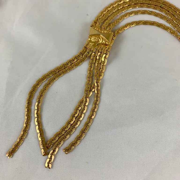 Christian Dior Signed 1960s Snake Chain Gold-Tone Metal Graceful Swag ...