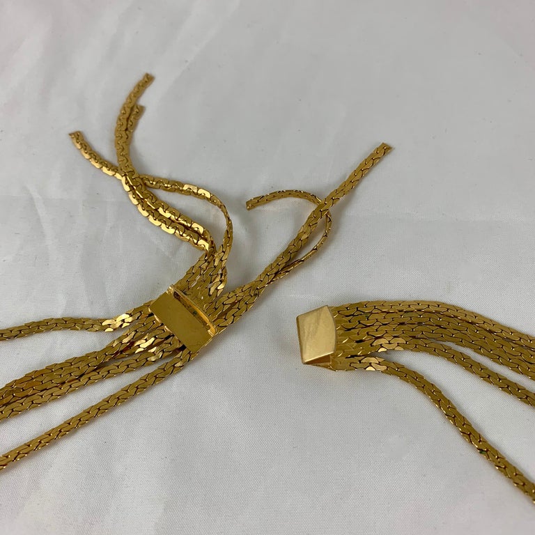 Christian Dior Signed 1960s Snake Chain Gold-Tone Metal Graceful Swag ...