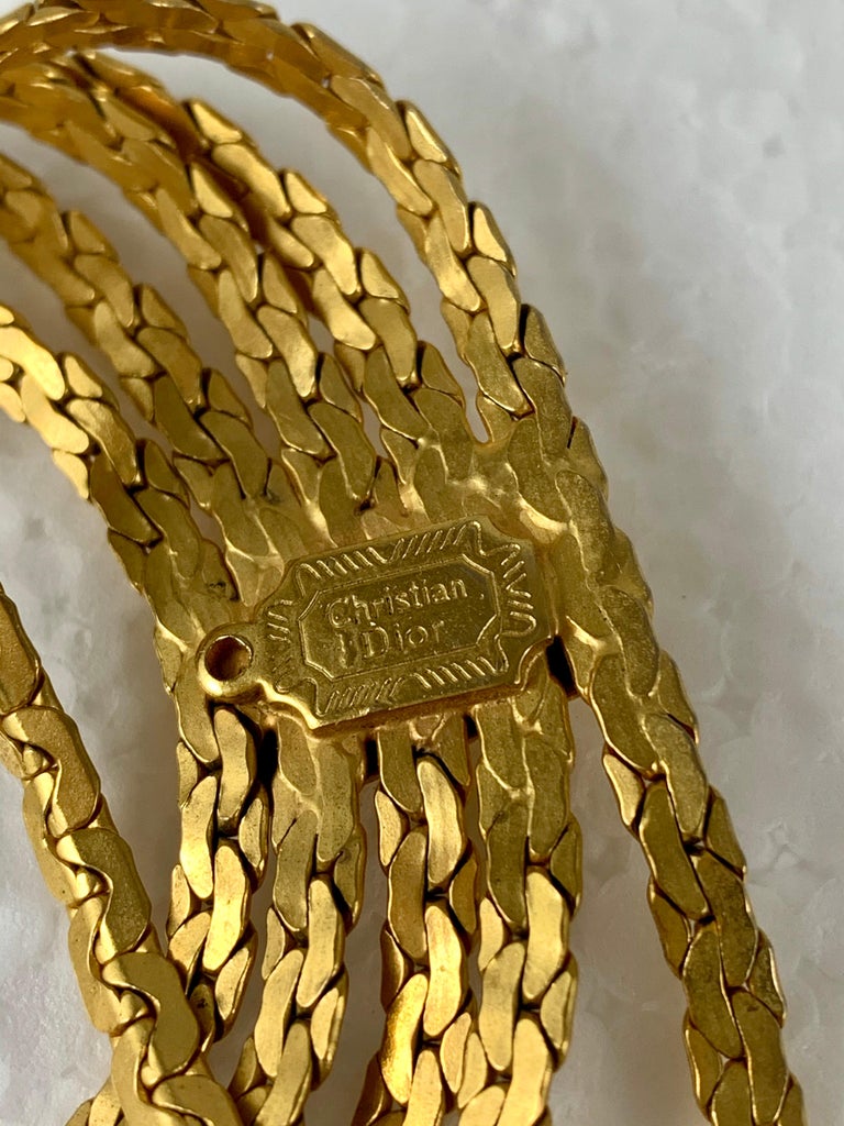 Christian Dior Signed 1960s Snake Chain Gold-Tone Metal Graceful Swag ...