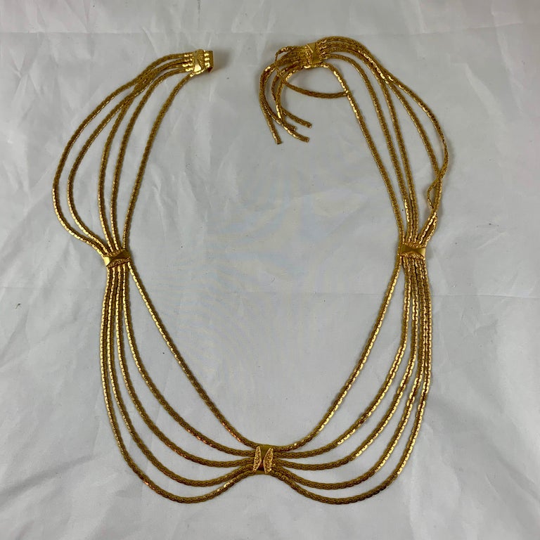 Christian Dior Signed 1960s Snake Chain Gold-Tone Metal Graceful Swag ...