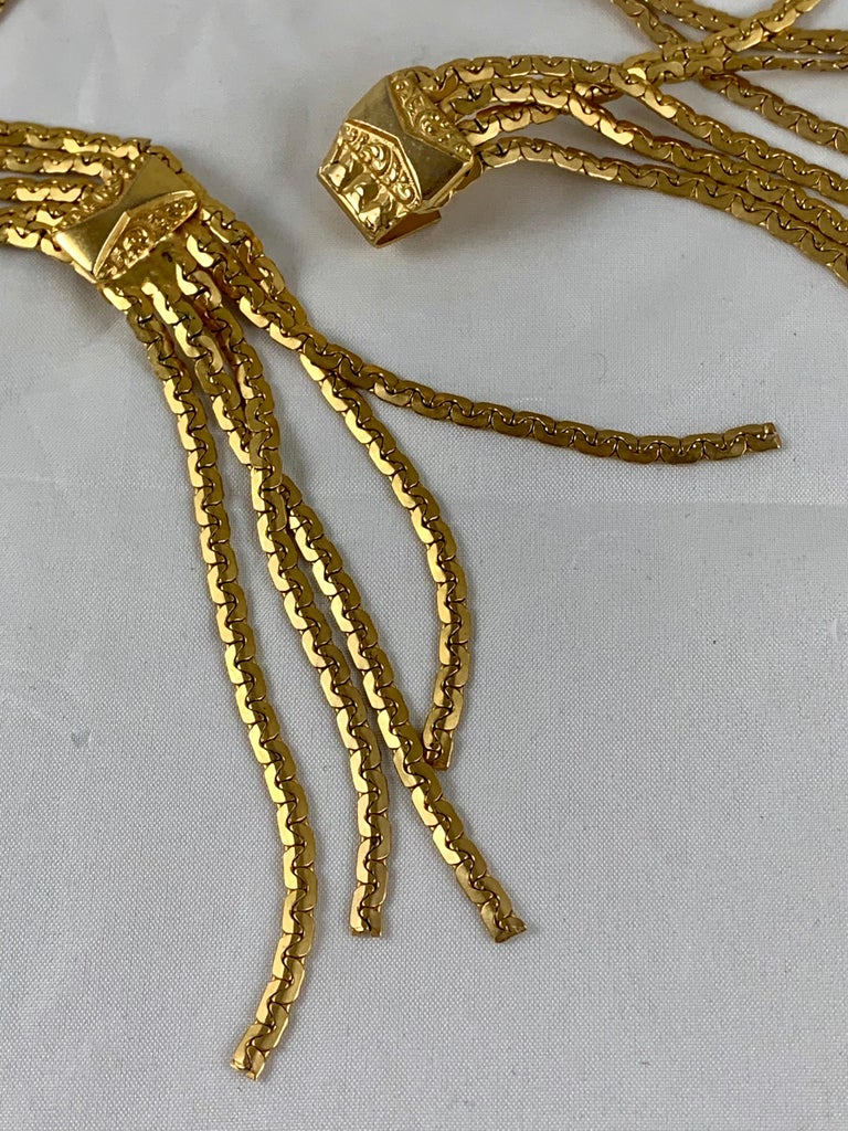 Christian Dior Signed 1960s Snake Chain Gold-Tone Metal Graceful Swag ...