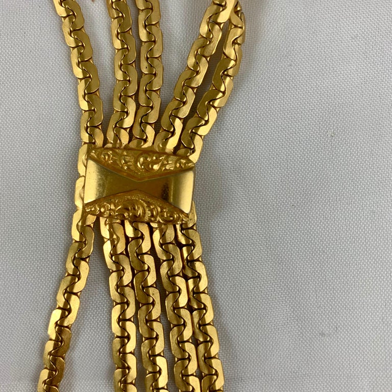 Christian Dior Signed 1960s Snake Chain Gold-Tone Metal Graceful Swag ...