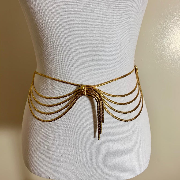 Christian Dior Signed 1960s Snake Chain Gold-Tone Metal Graceful Swag ...