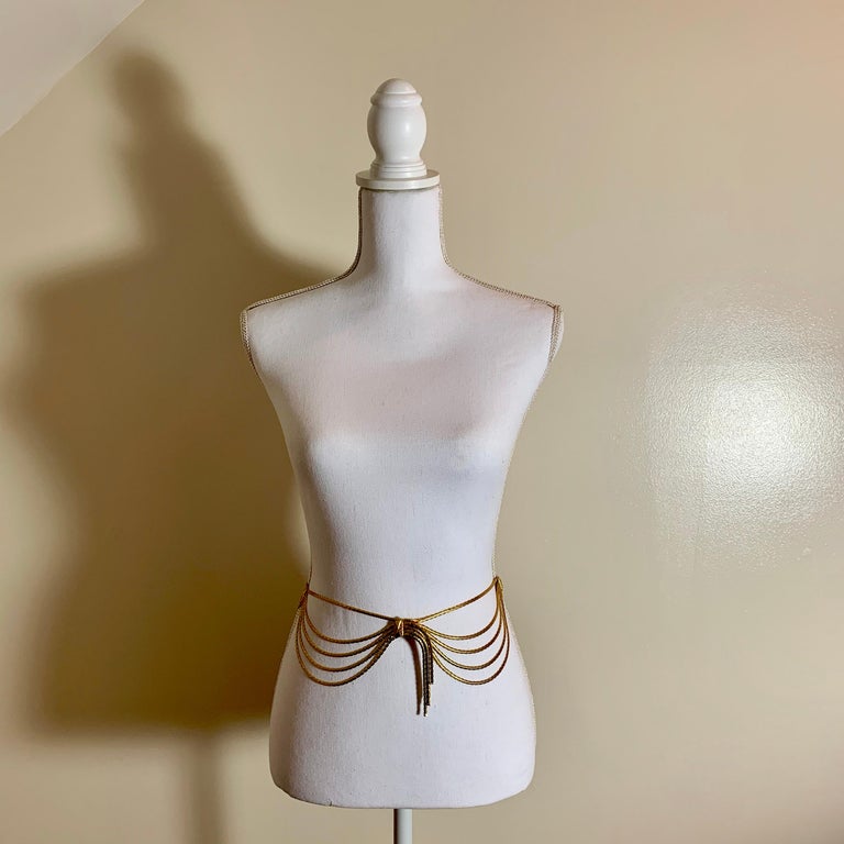 Christian Dior Signed 1960s Snake Chain Gold-Tone Metal Graceful Swag ...