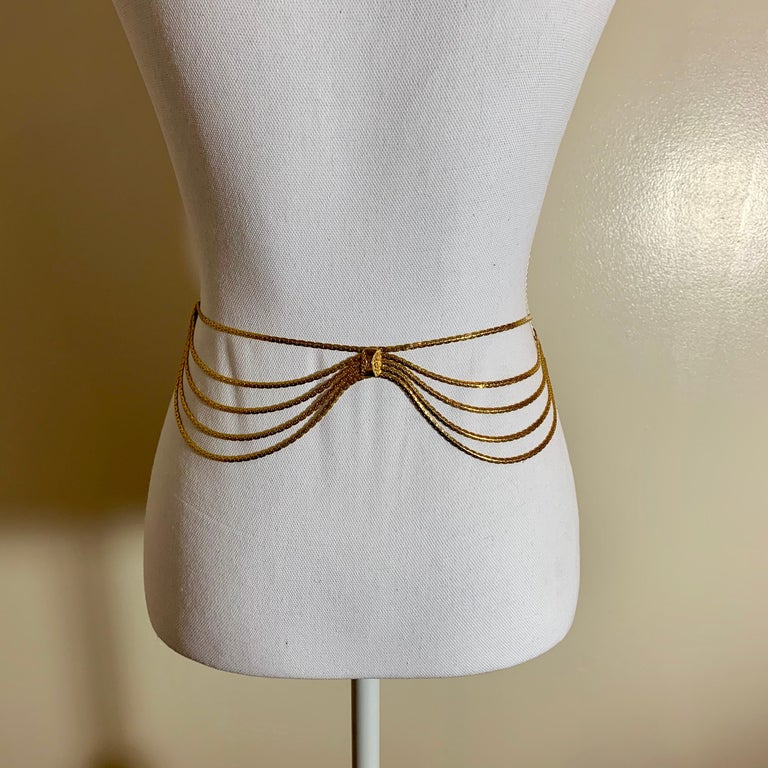 Christian Dior Signed 1960s Snake Chain Gold-Tone Metal Graceful Swag ...
