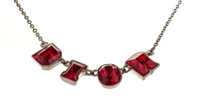 Christian Dior Silver Logo Necklace with Silver-Tone Hardware For Sale ...