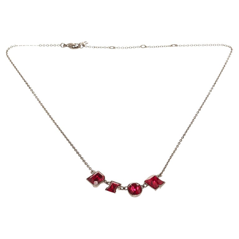 Christian Dior Silver Logo Necklace with Silver-Tone Hardware For Sale ...