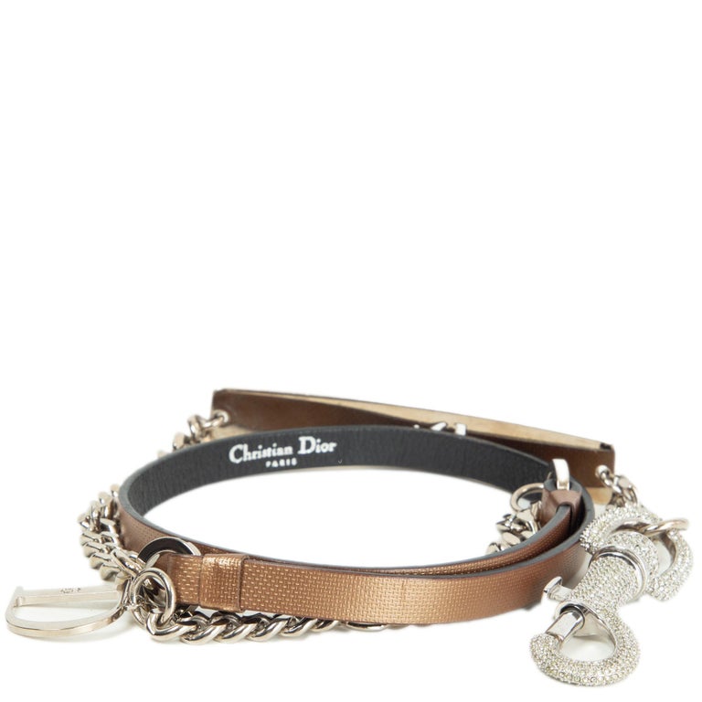 CHRISTIAN DIOR silver metal 2003 STRASS PAVE DOG HOOK CHAIN Belt 85 For ...