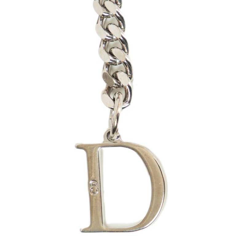 CHRISTIAN DIOR silver metal 2003 STRASS PAVE DOG HOOK CHAIN Belt 85 For ...
