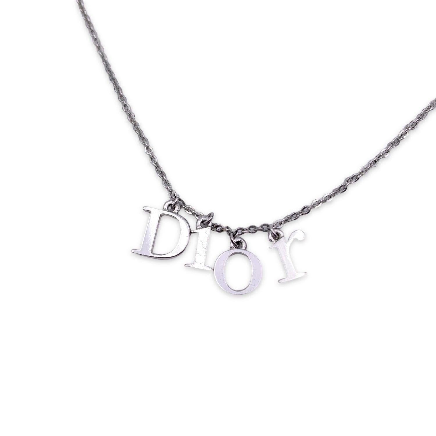 Christian Dior Silver Metal Letters D Pendant Chain Necklace For Sale ...