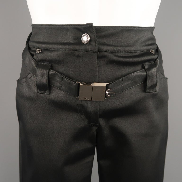 Christian Dior Size 2 Black Double Waistband Zip Leg Dress Pants At 1stdibs