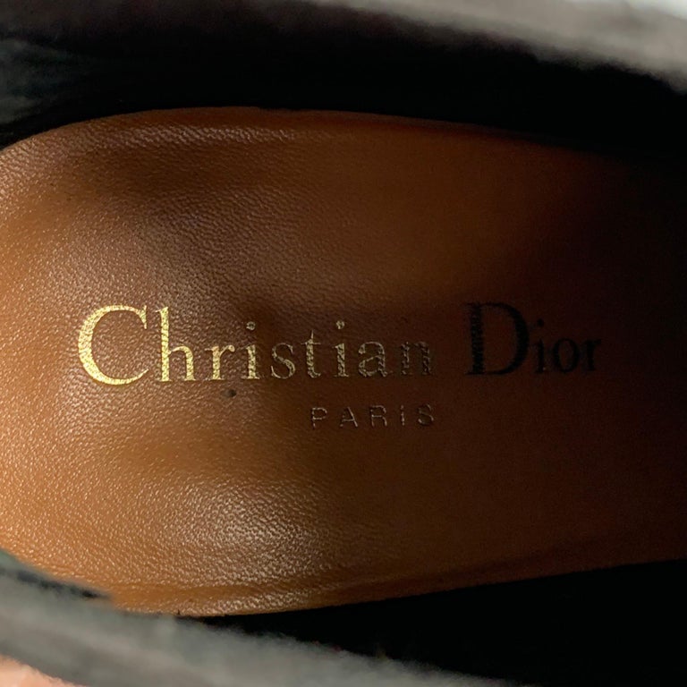 CHRISTIAN DIOR Size 7.5 Black Tortoise Shell Suede Animal Print Wedge ...